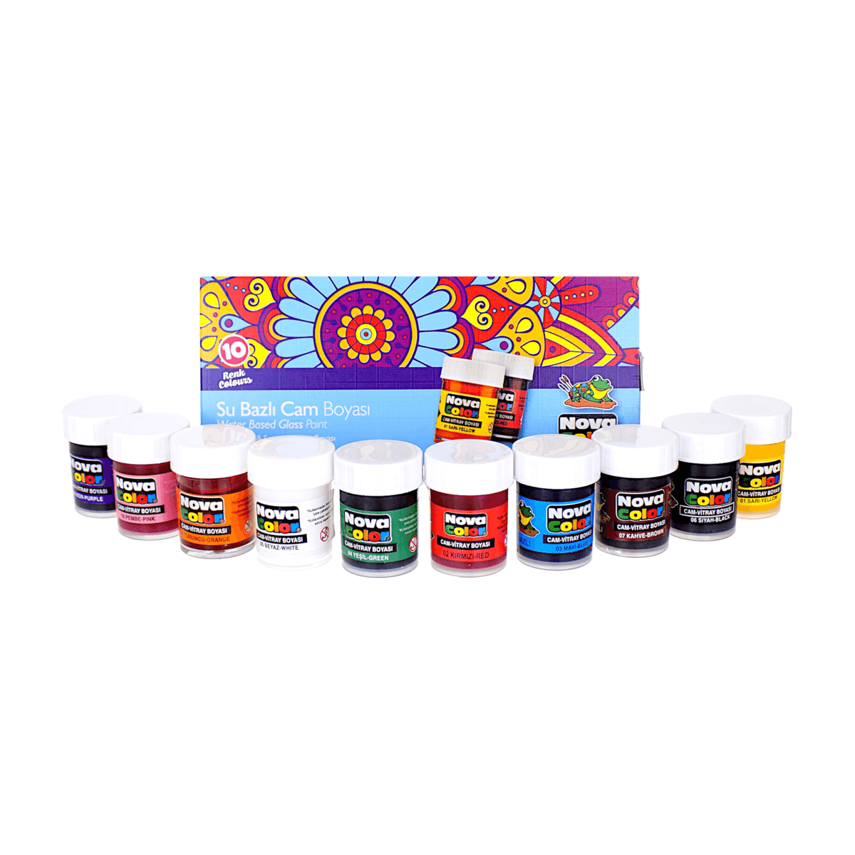 Nova Color Glass Color Paint Set of 10 Jars Assorted Colors – Bayan eShop